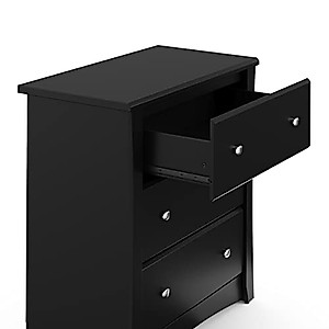 Storkcraft Crescent 3 Drawer Dresser (Black) – Baby and Kids Bedroom Organizer, Nursery Chest, Storage Dresser With Drawers, Universal Design