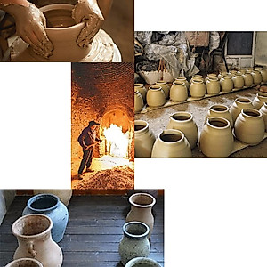 DWQ Vase Handmade Vintage Vase Ceramic Flower Vase 11.8in/30cm, Old Clay Pottery Flower Arrangement Container for Living Room Garden Home Ornaments