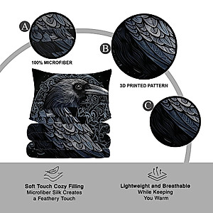 Black Raven Bedding Set - Raven Comforter Raven Crow King Bedding Raven Crow Quilt Queen Size Viking Quilt Raven Comforter Set Crow Raven Duvet Cover Set Full Twin Raven Viking Print Comforter Set