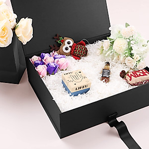 JINMING Gift Box 7.5x7.5x3 Inches, Gift Box with Lid, Black Gift Box, Groomsman Box, Collapsible Gift Box with Magnetic Closure