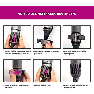 Filter Cleaning Brush Compatible with Dyson HD01 HD02 HD03 HD04 HD08 Hair Blow Dryer, Filter Cleaning Brush for Dyson Hair Dryer