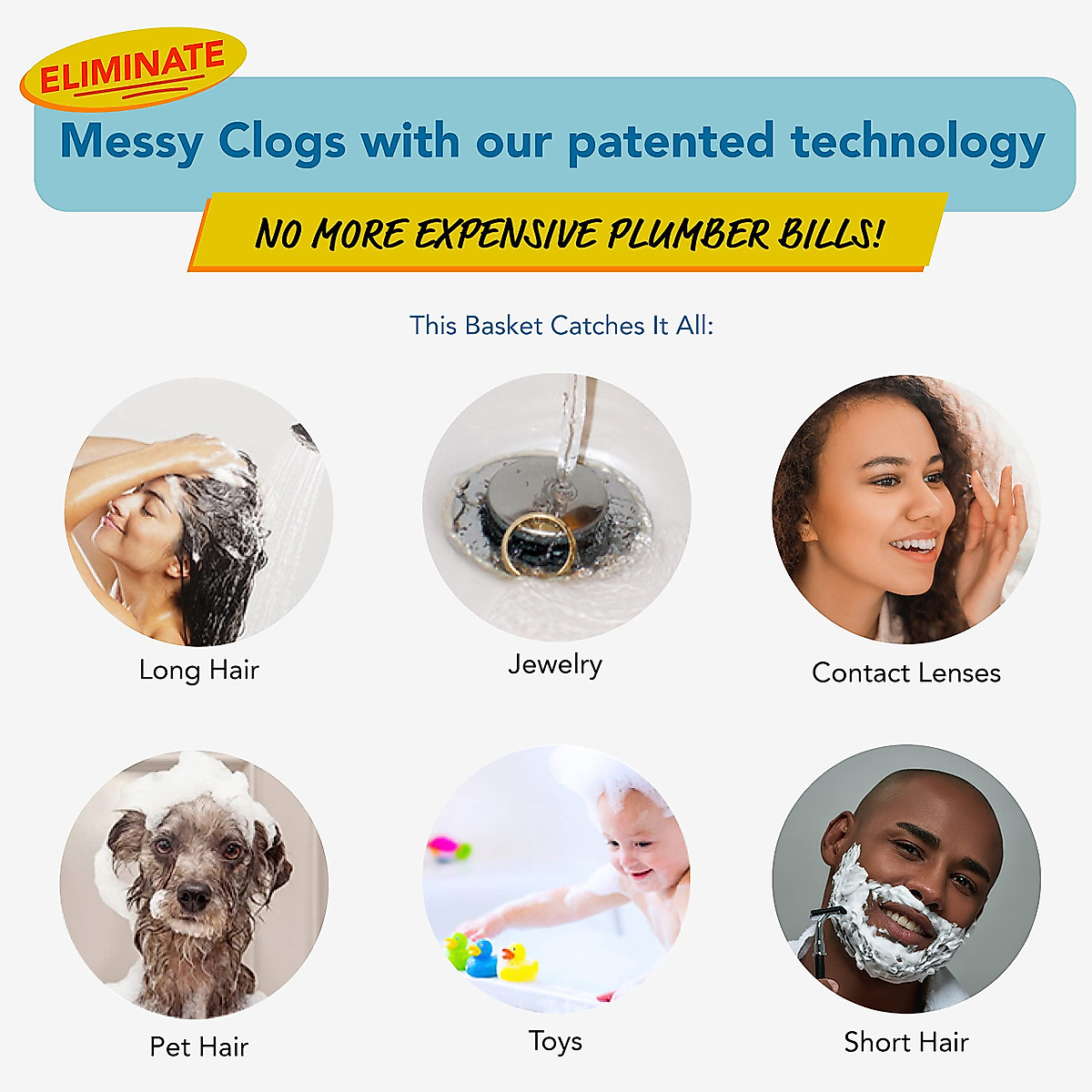 Drain Buddy Ultra Flo - 6 Pack 2 in 1 Bathroom Sink Replacement Basket Drain Hair Catcher with Stopper Strainer & - No Installation Clog Prevention, Fits 1.25” Wide Sink Drains - As Seen On Shark Tank