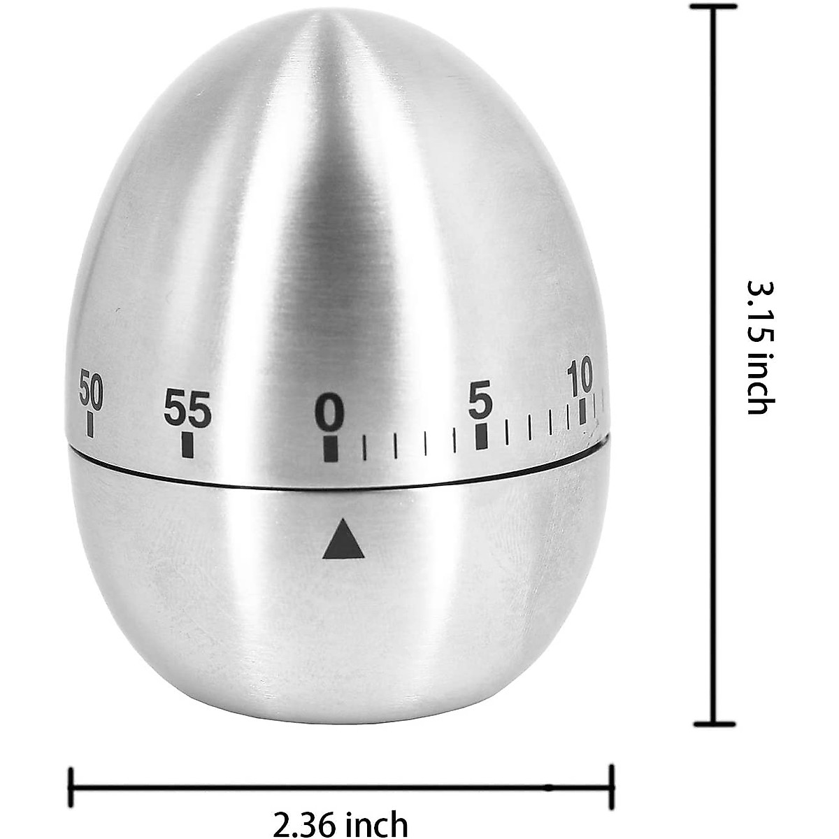 Egg Kitchen Timer Stainless Steel Metal Mechanical Cooking Timer 60 Minute Silver for Kids Cooking Tools