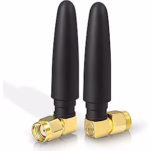 Eightwood Compact WiFi Antenna 2.4GHz 5GHz Dual Band RP-SMA Bluetooth Antennae Right Angle (2-Pack) for PC Computer Network Card Wireless Router Security Camera