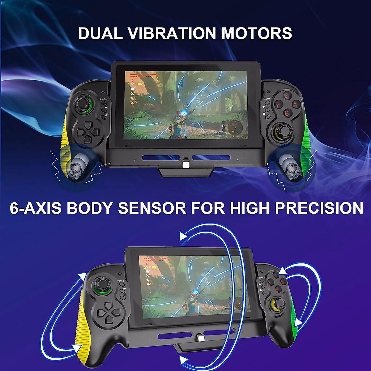 Sefitopher Switch Controller, One Piece Joy Pad Replacement for Nintendo Switch Joycons, Support Turbo, 6-Axis Gyro, Dual Motors Vibration, Wake-up Function, Suitable for Big Hand Players