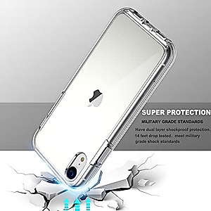 COOLQO Compatible for iPhone XR Case, with [2 x Tempered Glass Screen Protector] Clear 360 Full Body Coverage Hard PC+Soft Silicone TPU 3in1 [Heavy Duty Shockproof Defender] Phone Protective Cover