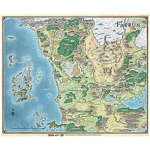 Gale Force Nine Dungeons & Dragons Sword Coast Adventuer's Guide Faerun Map, Multi-Colored