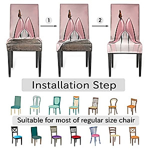 High Heel Chair Covers for Dining Room Set of 4 Color High Heel Butterfly Stretchable Washable Removable Kitchen Chair Slipcovers Protector for Dining Room Hotel Ceremony Party Wedding