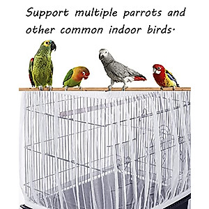 Tamu style Bird Cage Seed Catcher, Large, Stretchy Form Fitting Mesh Skirt Cover for Parrot Enclosures, Light and Breathable Fabric, Prevent Scatter and Mess, Reusable