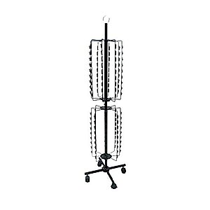 FixtureDisplays® Floorstanding Compatible with Strip Rack w/Header, Rotating, 144 Clips - Black 15967NEW-NPF