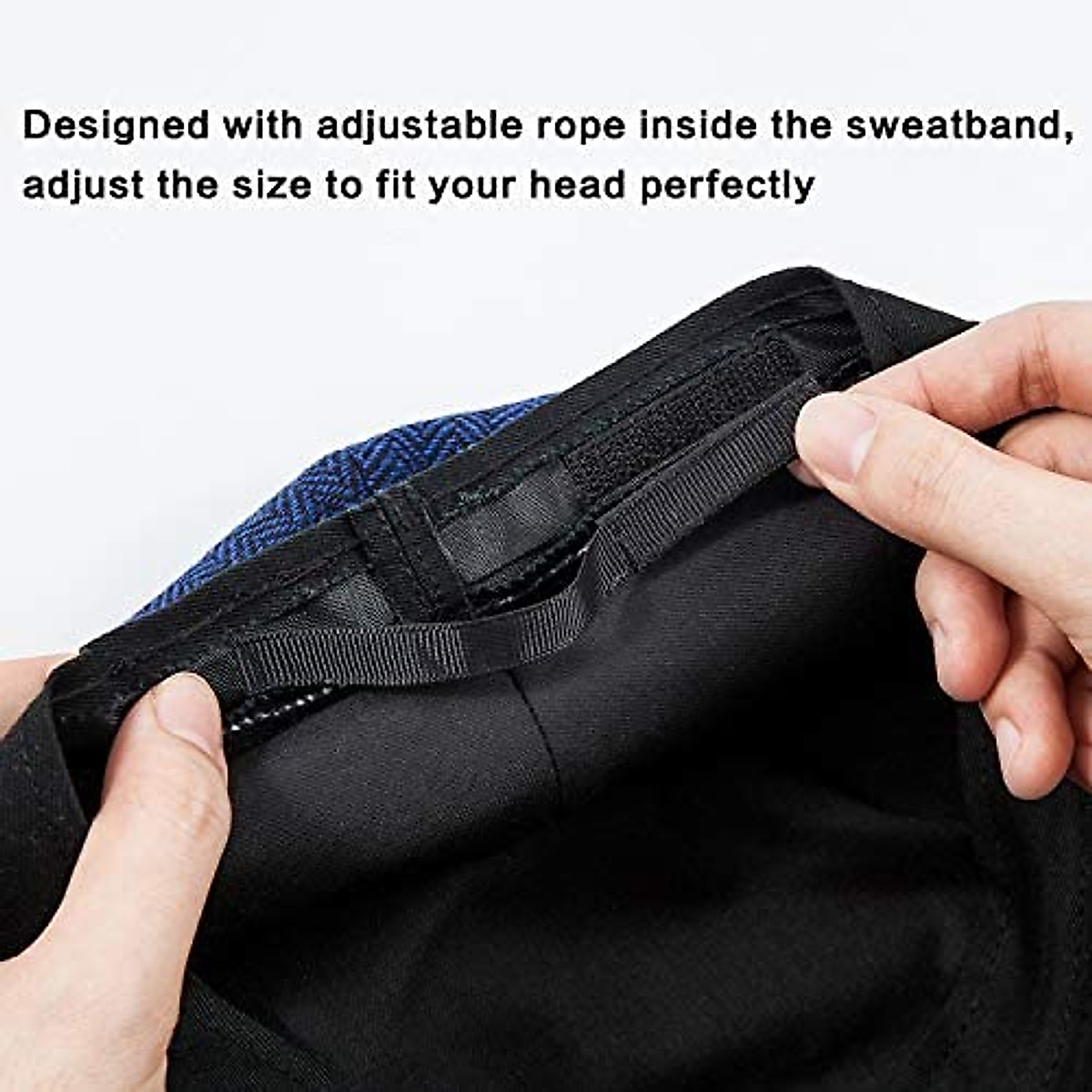 LADYBRO 2 Pack Black+Grey Tweed Newsboy Cap Retro Wool Hat for Men Flat Cap Ivy Hat Cap Golf Hat Size: 7 1/4, fits hc 21 5/8" - 22 3/4"