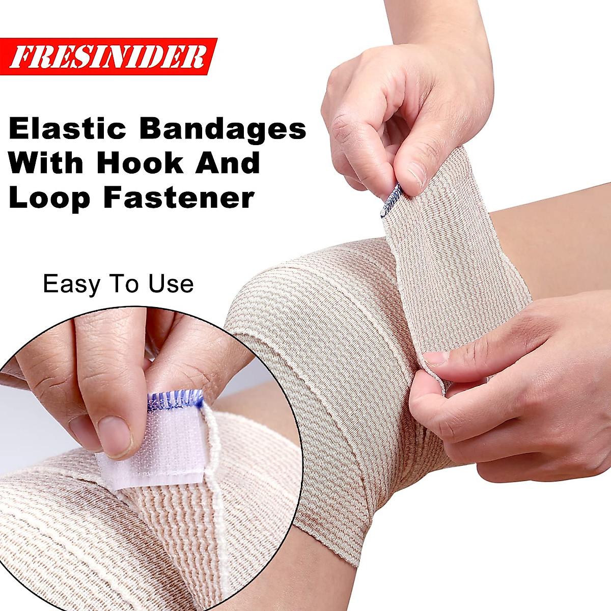 FRESINIDER Premium Elastic Bandage Wrap (7pack) Self Adhesive Cotton Latex Free Compression Bandage Wrap with Touch Closure at Both Ends, Support & First Aid for Sports, Medical, and Injury Recovery