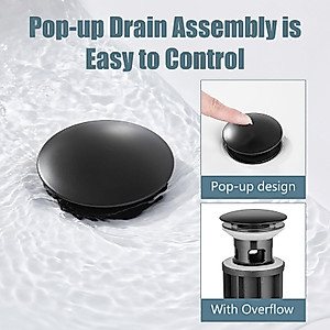 Aolemi Matte Black 8 Inch 3 Holes Widespread Bathroom Sink Faucet Doubel Lever Handle Vanity Basin Mixer Tap with Pop Up Drain Assembly Deck Mount