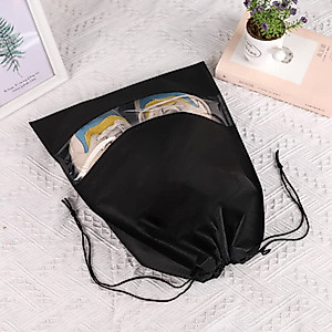 HXDISWSM 10 pcs shoes storage bags, non-woven bundle pockets, household travel storage bags, dustproof and environmentally friendly bags, drawstring shoes bags（BLACK）