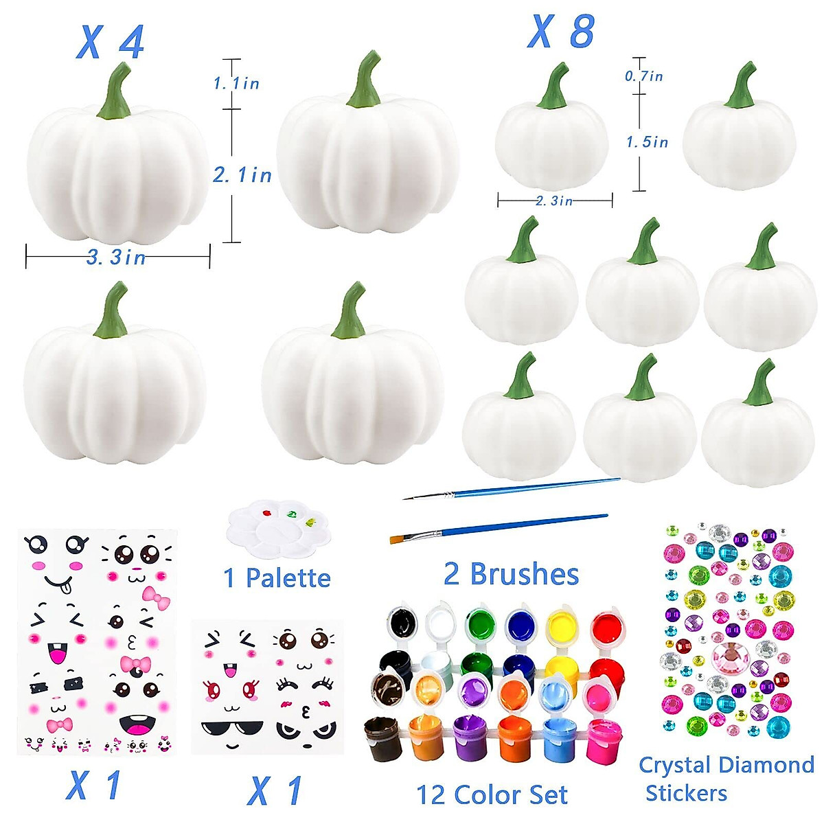 Pumpkin Decorations Halloween Crafts pumpkin 12 Halloween White Artificial Pumpkin Decorating Kit with Sticker Kids DIY Arts and Crafts for Halloween Party Thanksgiving Home Fall Decor Pumpkin Decor