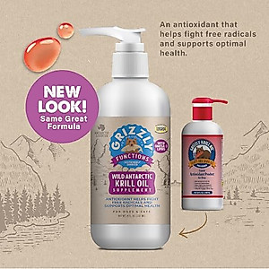 Grizzly Wild Antarctic Krill Oil All-Natural Antioxidant Dog Food Supplement, 8 oz
