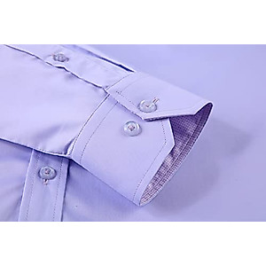 Alex Vando Mens Dress Shirts Wrinkle Free Regular Fit Stretch Bamboo Button Down Shirt,Lilac,XL