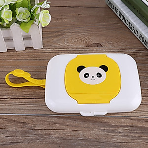 Baby Wet Wipes Box, Wet Tissue Box Yellow Panda Cartoon Baby Wet Tissue Box Baby Wipes Dispenser for Keeping Wipes Fresh