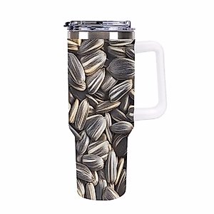 Sunflower Food Insulated Tumblers with Handle Stainless Steel Coffee Mug Funny Travel Cup with Lid Straw 40oz