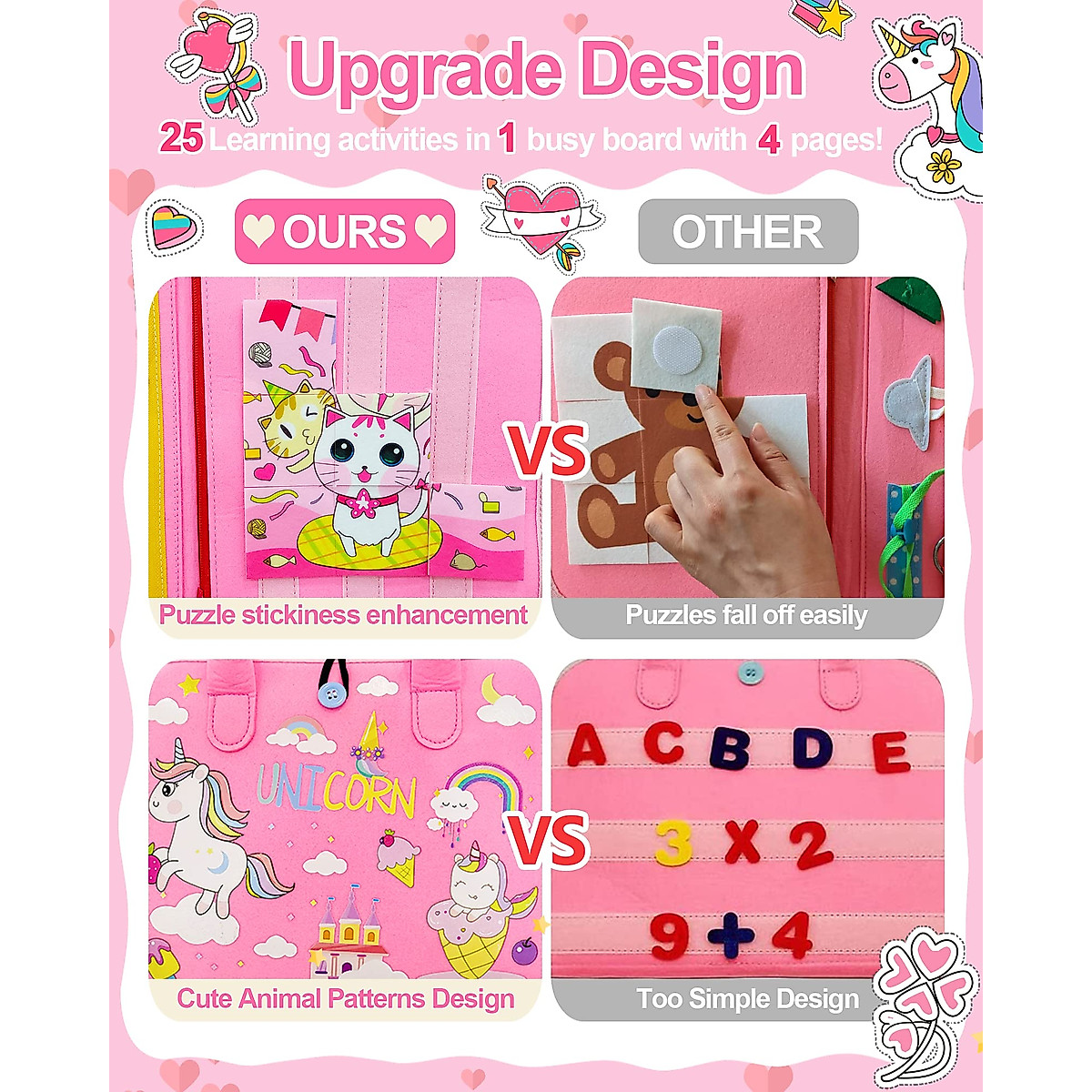 Exorany Busy Board Montessori Toys for 1 2 3 4 Year Old Girls & Boys Birthday Gifts, Sensory Toys for Toddlers 1-3, Educational Travel Toys, Preschool Activities for Learning Fine Motor Skills