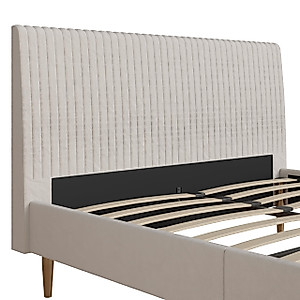 Mr. Kate Daphne Upholstered Bed with Headboard and Modern Platform Frame, Queen, Ivory Velvet