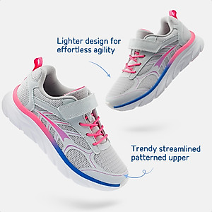 DREAM PAIRS Boys Girls Sneakers Kids Tennis Running Shoes EZ-ONs EZ-Plays Athletic Sport Gym Lightweight Breathable Shoes,Size 2 Little Kid,Light Grey/Pink,SDRS2326K