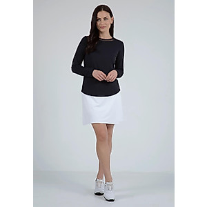 IBKUL Athleisure Wear Sun Protective UPF 50 Icefil Cooling Tech Long Sleeve Crew Neck Top with Under Arm Mesh – 83000 Candy Pink Solid L