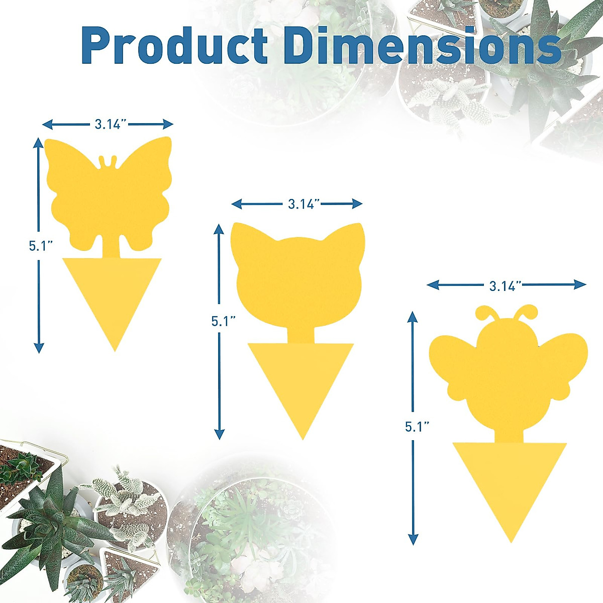vertmuro 48 Pack Fruit Fly Traps for Indoor Outdoor, 3 Shapes Yellow Sticky Bug Traps, Double-Side Fungus Gnat Killer for Houseplants, Mosquitos, Flying Insects