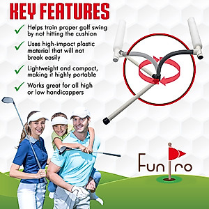 FunPro Golf Slice Corrector - Inside Approach Golf Swing Trainer Aid, Portable Golf Practice Tool for a Proper Swing, Golf Swing Training Aid for Beginners & Players, Lightweight, 1.3 lbs.