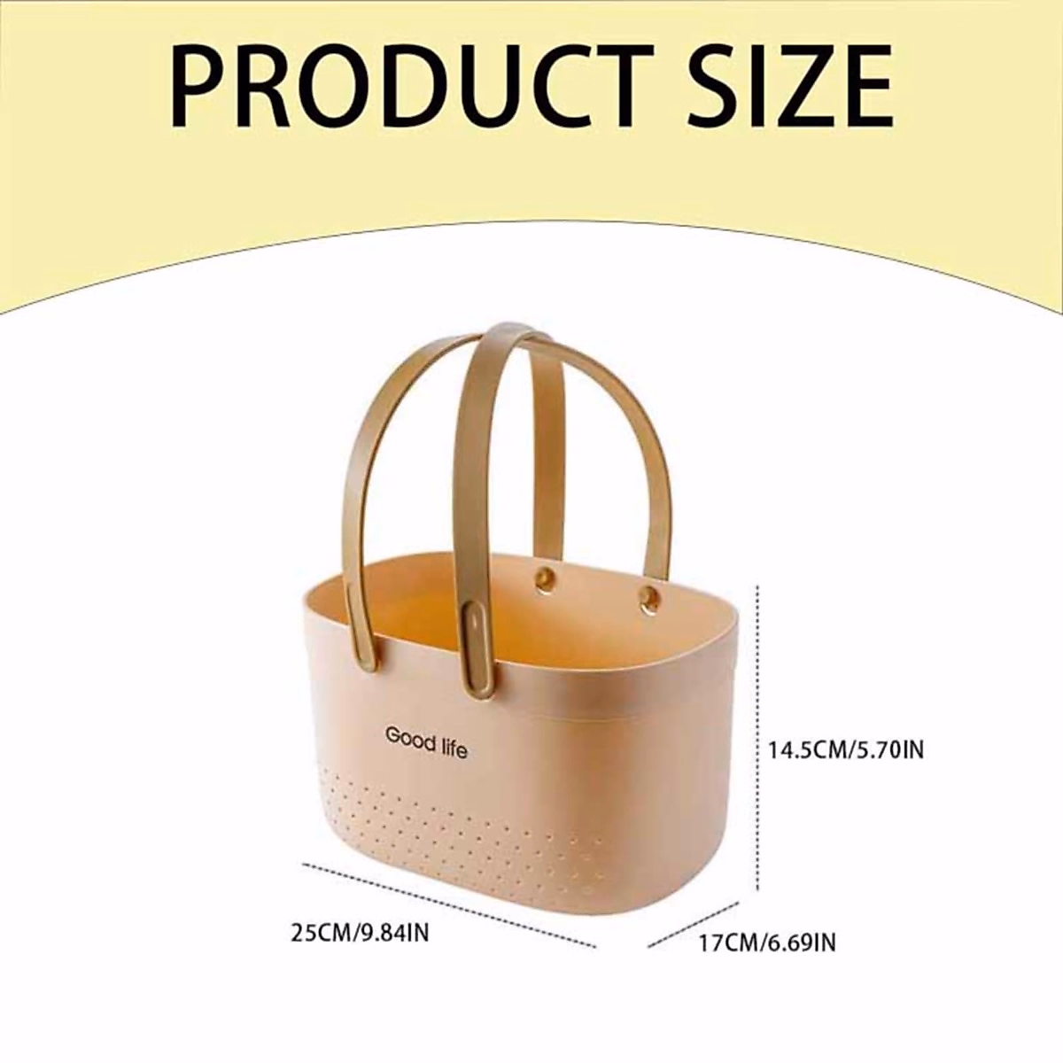 Plastic Storage Basket with Handle Portable Shower Caddy Tote Organizer Basket Bin for Bathroom Kitchen Dorm Room Bedroom, White (Green)