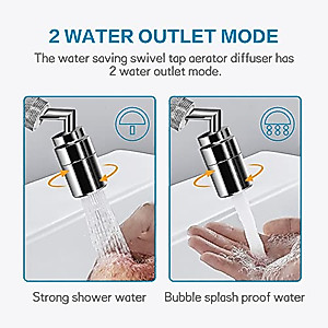 Universal Splash Filter Faucet Aerator - 720 Degree Swivel Sink Faucet Extender, Faucet Sprayer Attachment for Bathroom Face Washing, Gargle & Eye Flush Adapter