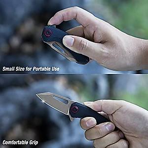 FLISSA Mini Pocket Knife, Folding EDC Knife, 2.5 inch D2 Blade, G10 Handle, for Outdoors, Hiking, Camping, Black