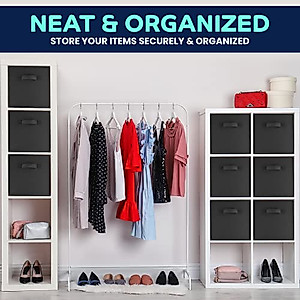 Cube Storage Bins - 11 Inch Storage Cubes (9 Pack) | Fabric Cubby Basket for Home, Kids Room & Nursery | Dual Handles, Foldable | Cube Organizer Storage Bin (Black)