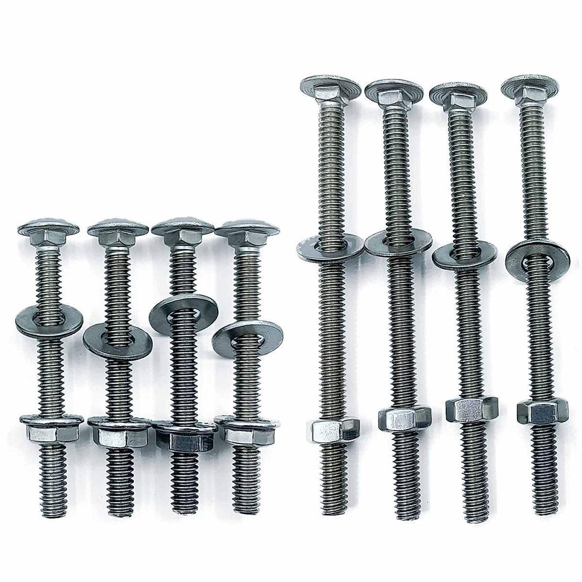 DEYTEH (8Pcs) 304 Stainless Universal Headboard or Footboard Hardware Bolts and Nuts 4 inches 2-1/2'' Long Carriage for Furniture Beds Sofa Table Chairs Wheelbarrow Handles Replacement Kit