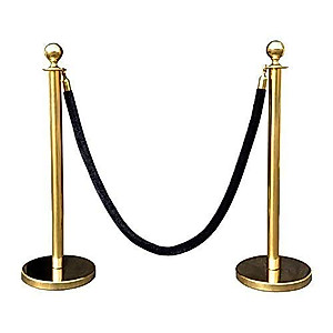 YaeKoo 2 Pack of Velvet Stanchion Rope 4.9 Feet with Stainless Steel Hooks,Crowd Control Stanchion Post Queue Line Barrier Velvet Hanging Ropes for Movie Theaters,Grand Openings,Hotels-Black