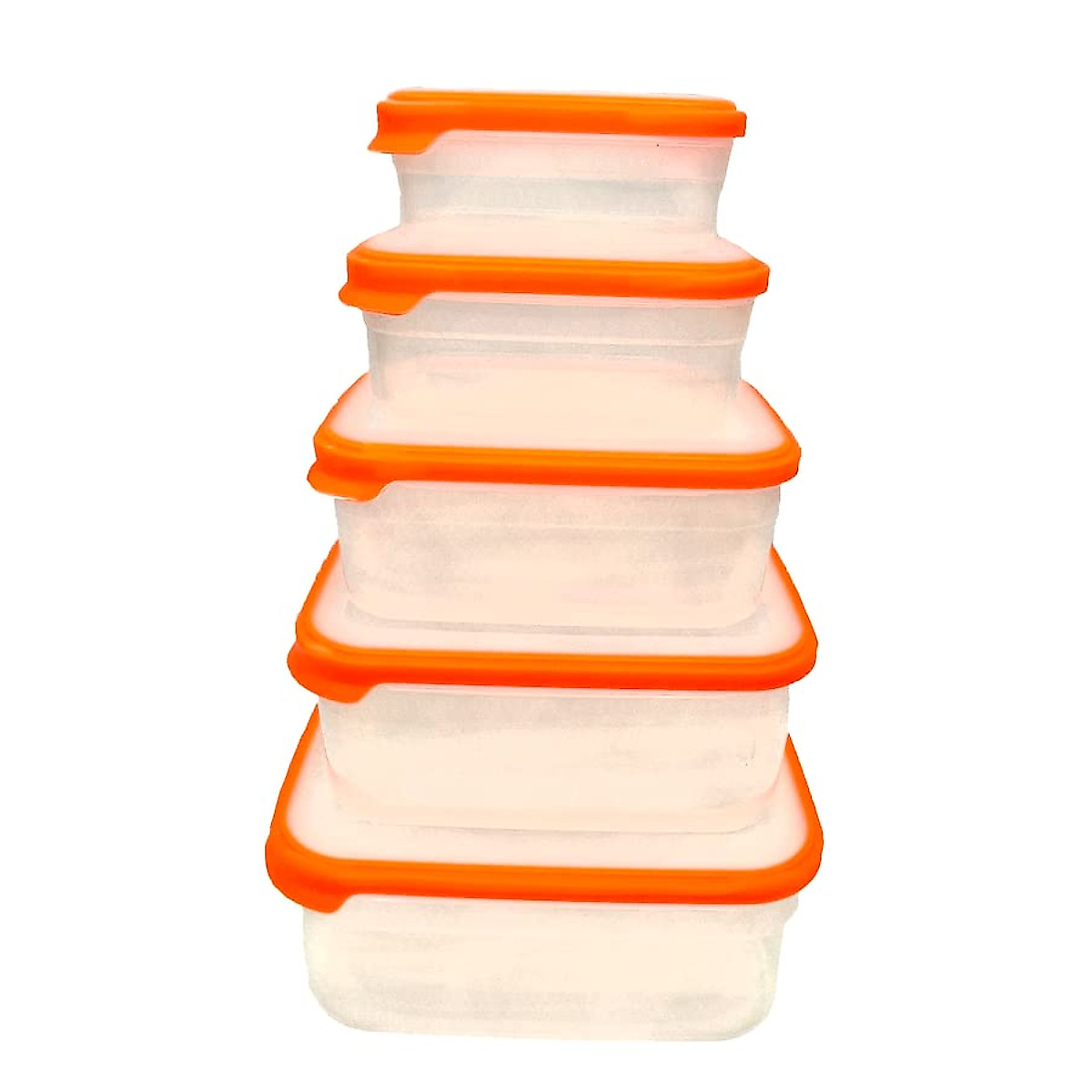 HELSIM Orange 10-Piece Containers Set with Lids for Storage, Lunch, and Meal Prep, Dishwasher & Microwave Safe