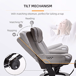 HOMCOM PU Leather Massage Recliner Chair with Ottoman 10 Point Vibration Swiveling Armchair, Brown