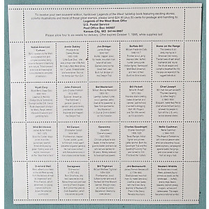 Legends of the West Complete Pane of Twenty 29 Cent Stamps Scott 2869 By USPS