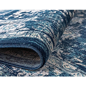 Unique Loom Oslo Collection Area Rug - Osterbro (5' x 8' Rectangle, Navy Blue/ Beige)