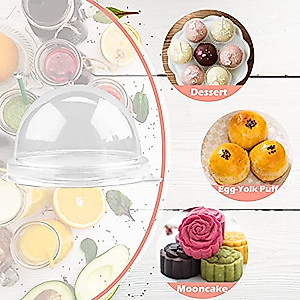 Zezzxu 50 Pack Mini Bundt Cake Containers Clear Plastic Cupcake Box with Dome Lids for Chocolate Covered Cookies, Muffin, Cheesecake, Mooncake and Other Mini Desserts (Clear Base)