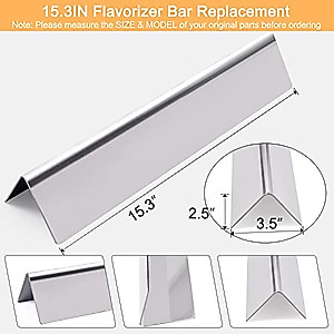 15.3'' 7635 Flavorizer Bars for Weber Spirit I & II 200 Series, Spirit E210 E220 S210 S220 with Front Control, 3 Packs Stainless Steel Heat Plates for Weber Spirit II E-210 Gas Grill Parts Replacement