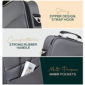 BlissFlow Massage Stone Warmer Set - Portable Heater Travel Carrying Bag - 12 Basalt Massage Heating Stones - Electric & Digital Control Stone Warmer