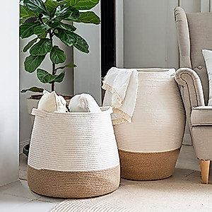 Goodpick Boho Woven Toy Basket And Tall Laundry Hamper (Set of 2)