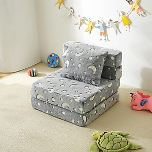 Truwelby 2-Piece Kids Sofa Couch, Modular Toddler Couch Glow in The Dark Sofa for Playroom Bedroom, Play Couch for Girls Boys, Kids Convertible Sofa Sectional Foam Playset Couch Set