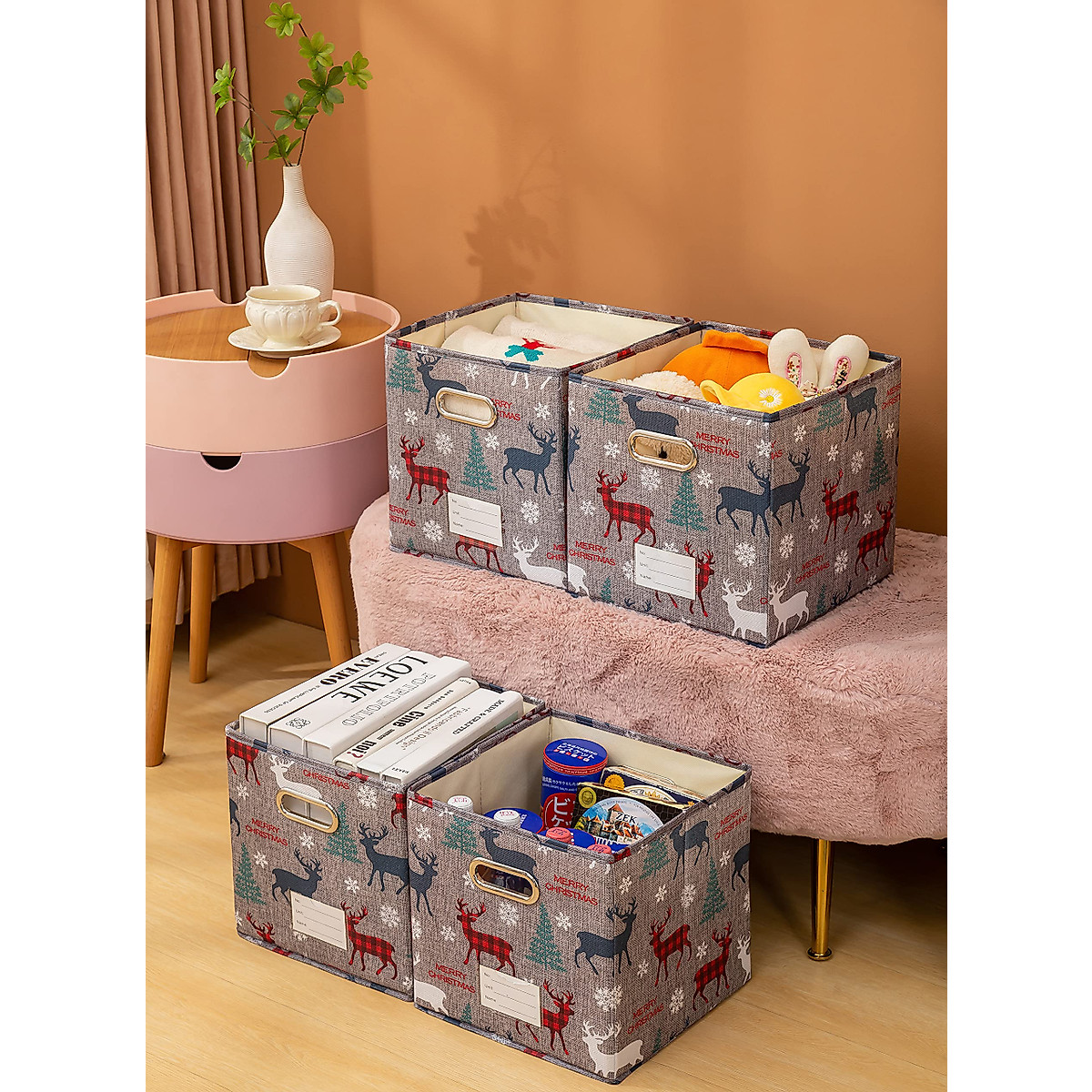 Nopuper Toy Box Storage Organizer 2 Packs, Foldable Shelf Storage Bins, Sturdy PP Interlayer,Hard Bottom and Sides 11"*11"*11"