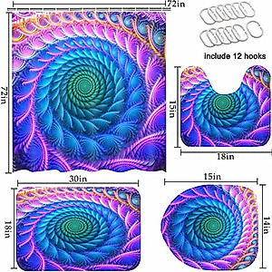 Bathroom Sets with Shower Curtain and Rugs and Accessories Bath Mat and Toilet Lid Cover 4 PCS Durable Waterproof Bath Room Full Set Hotels Bathroom Decor for Teen Girls Boys 72 x 72In