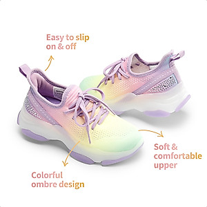 DREAM PAIRS Unisex-Child Slip-On Sneakers Kids Lightweight Jelly Sole Walking Shoes, Rainbow/Purple - 11 Little Kid (SDFS2303K)