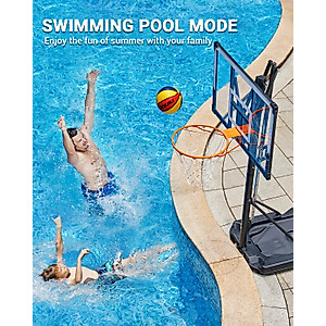 WIN.MAX Portable Basketball Hoop Quickly Height Adjusted 4.9-10ft Outdoor/Indoor Basketball Goal System with 44 inch Backboard and Wheels for Adults