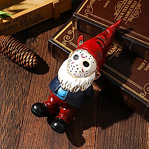 ULUZE Garden Gnomes Halloween Decorations Indoor for Home Horror Decor Funny Gnome 8" Tall - Red