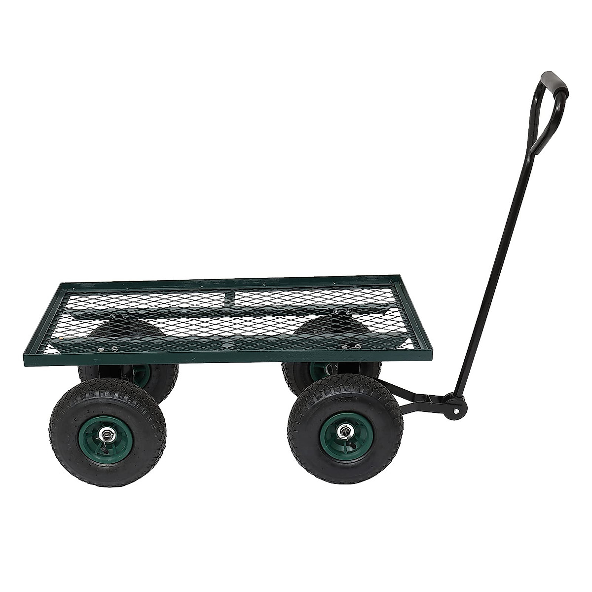 Outvita Metal Deck Garden Cart with 10” Air Tires, Heavy Duty Wagon Cart for Farm, Yard and Cargo (Green)